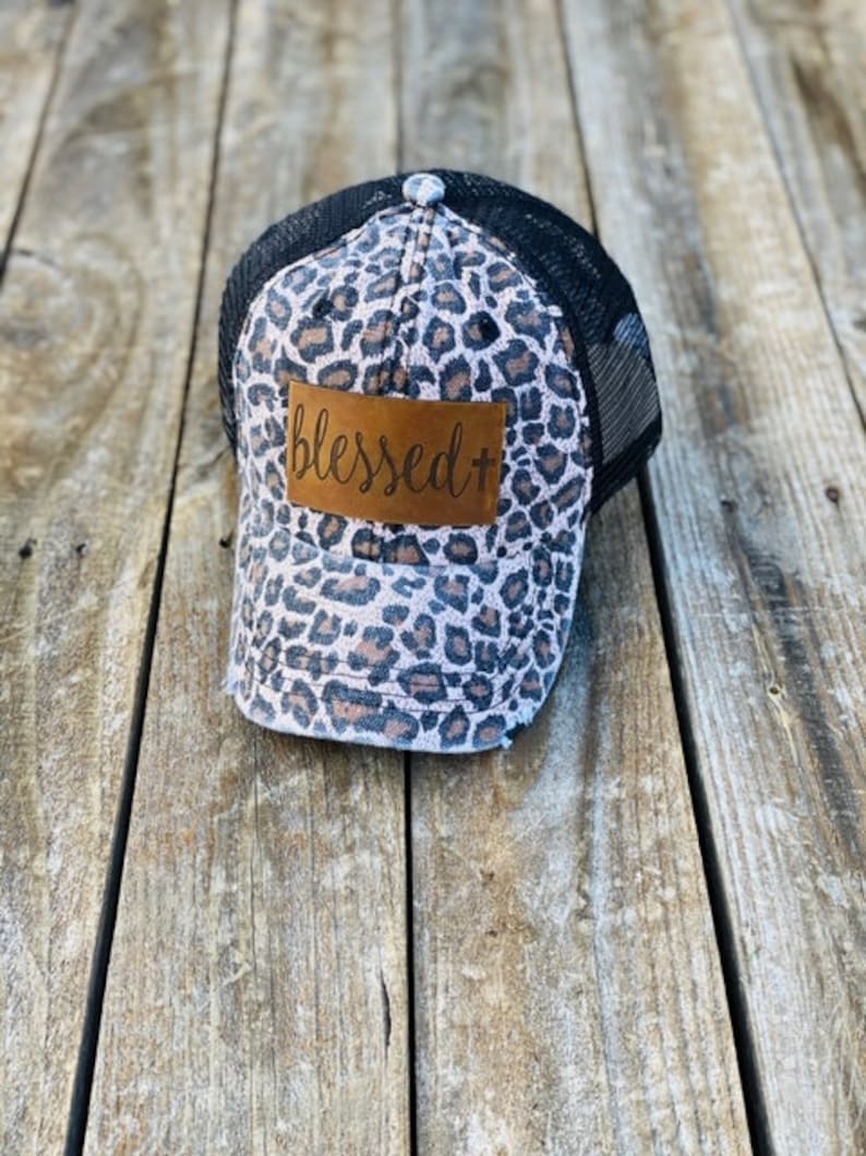 Blessed Leopard Engraved Hat With Cross - Etsy