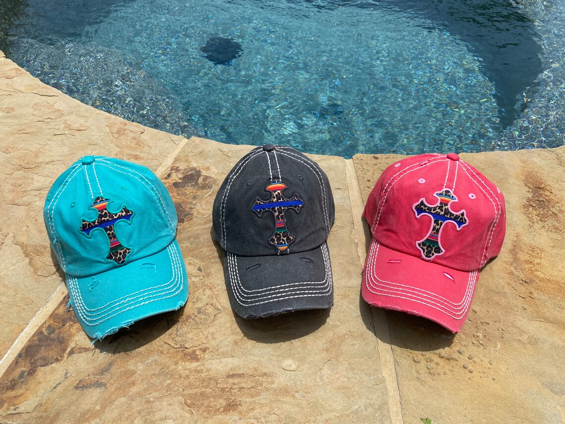 Zarape Cross Stitched Distressed Baseball Hat - Etsy