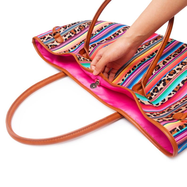 Monogrammed Serape Leopard Tote, Weekendertote, Weekender Bag - Etsy