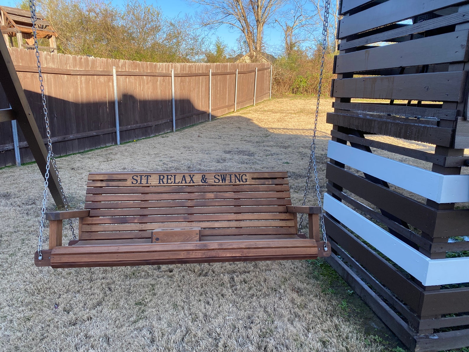 6ft Cedar Porch Swing, Custom Outdoor Wood Furniture, Oversize Swing ...