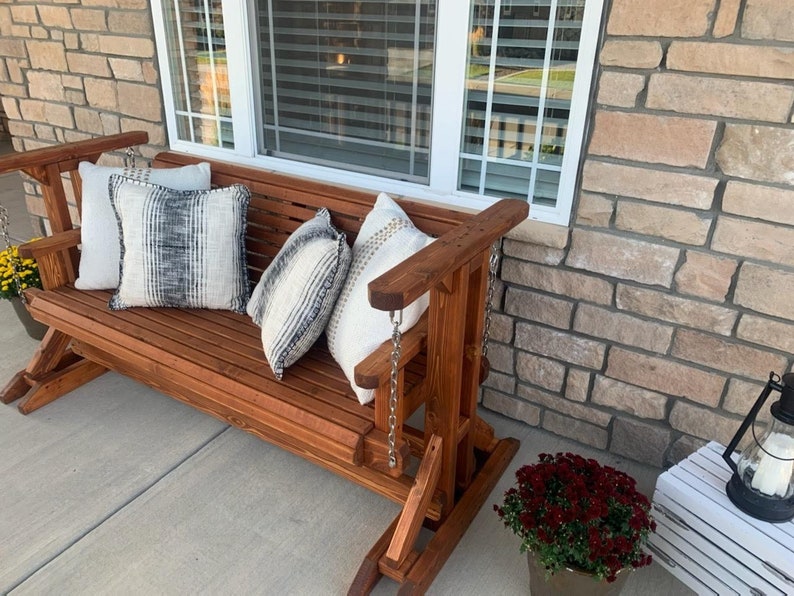 5ft Cedar Wood Glider Swing Cedar Porch Swing With Stand With - Etsy 5ft Cedar Wood Glider Swing Cedar Porch Swing With Stand With - Etsy