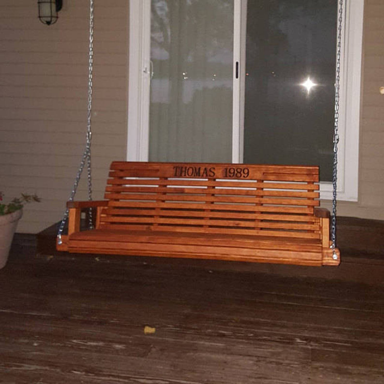 6ft Porch Swing, Custom Outdoor Gift, Oversize Solid Wood Swing With ...