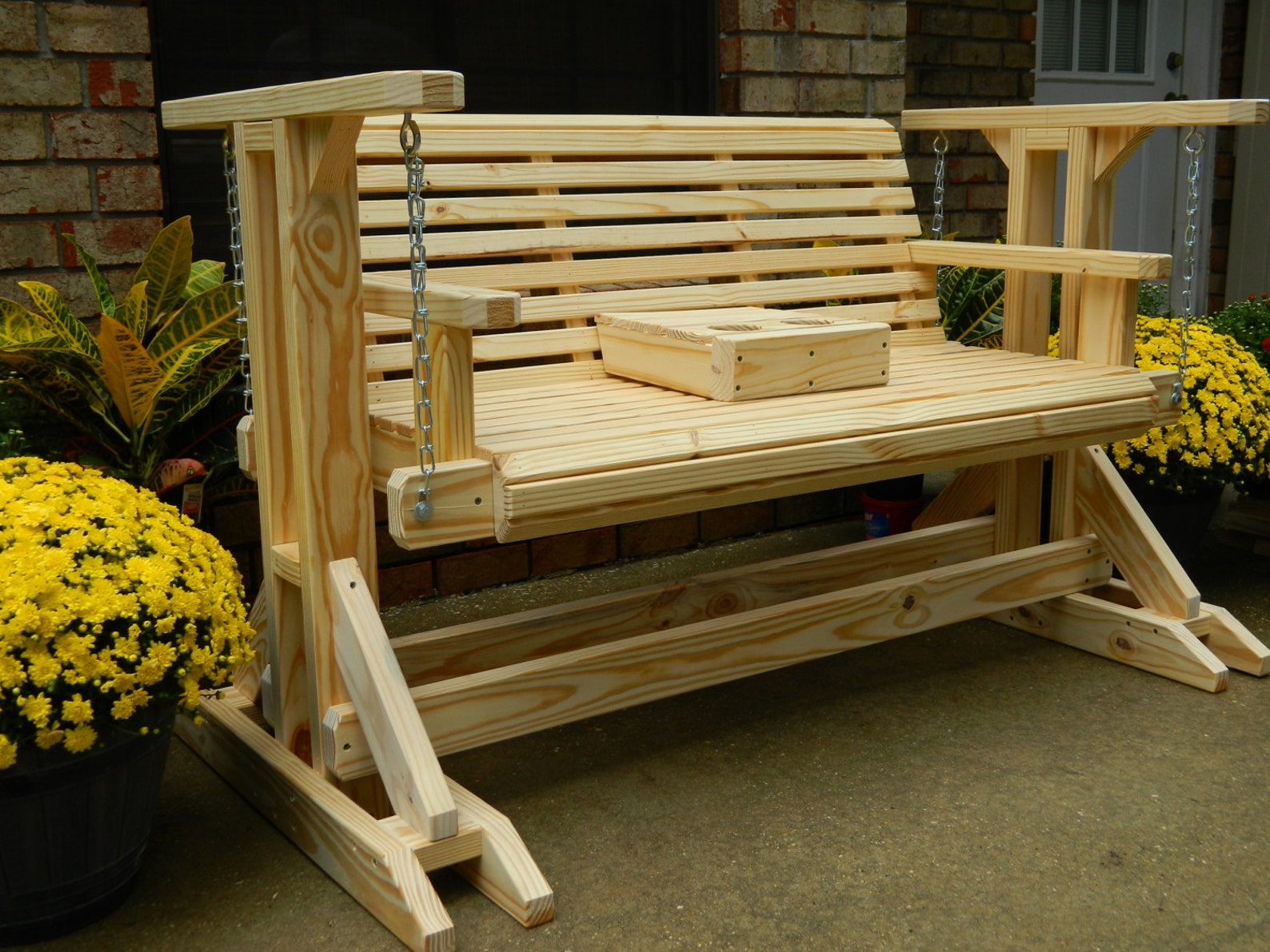 4ft Glider Swing With Stand Solid Wood Patio Furniture - Etsy