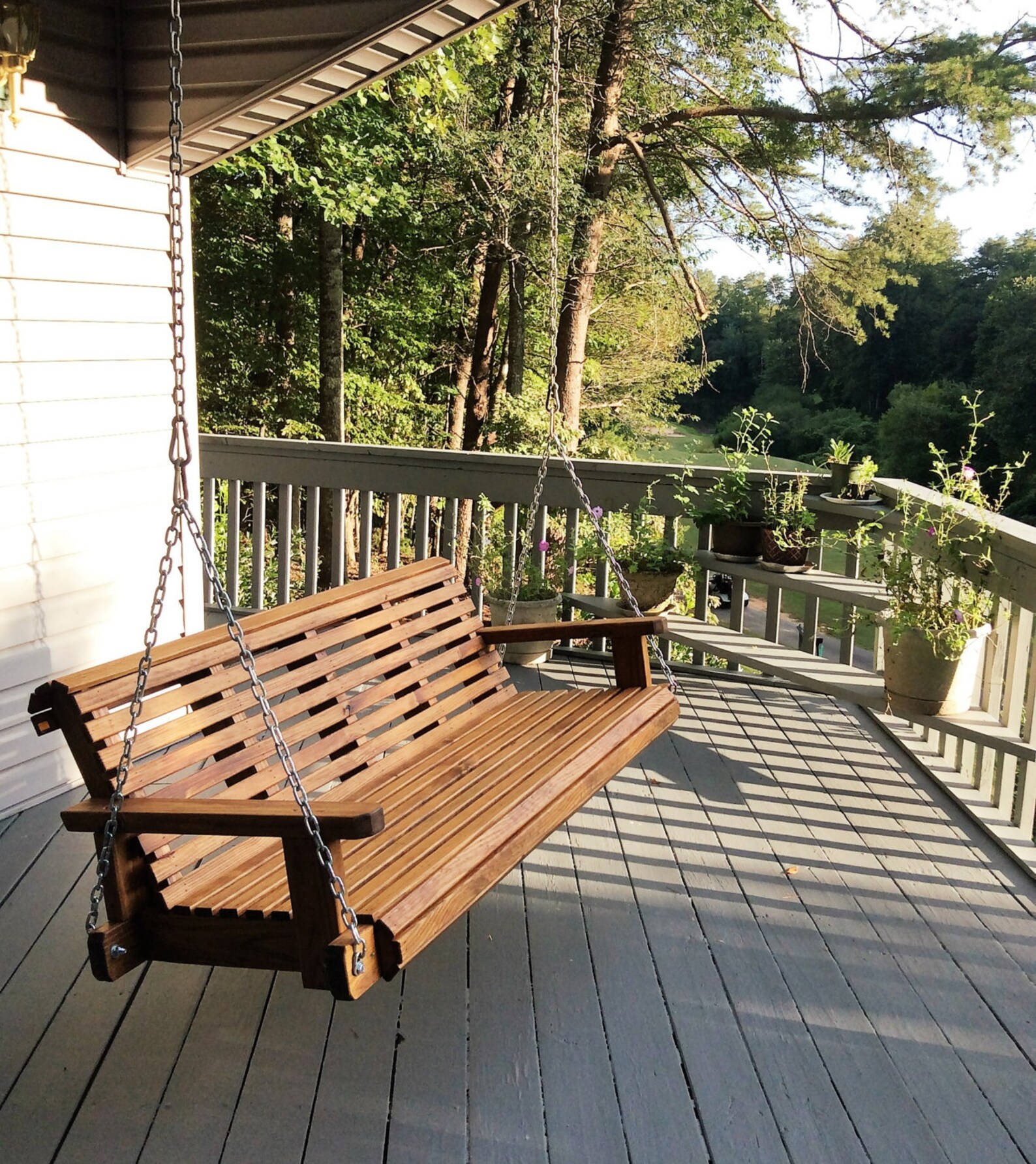 6ft Porch Swing, Custom Outdoor Gift, Oversize Solid Wood Swing With ...