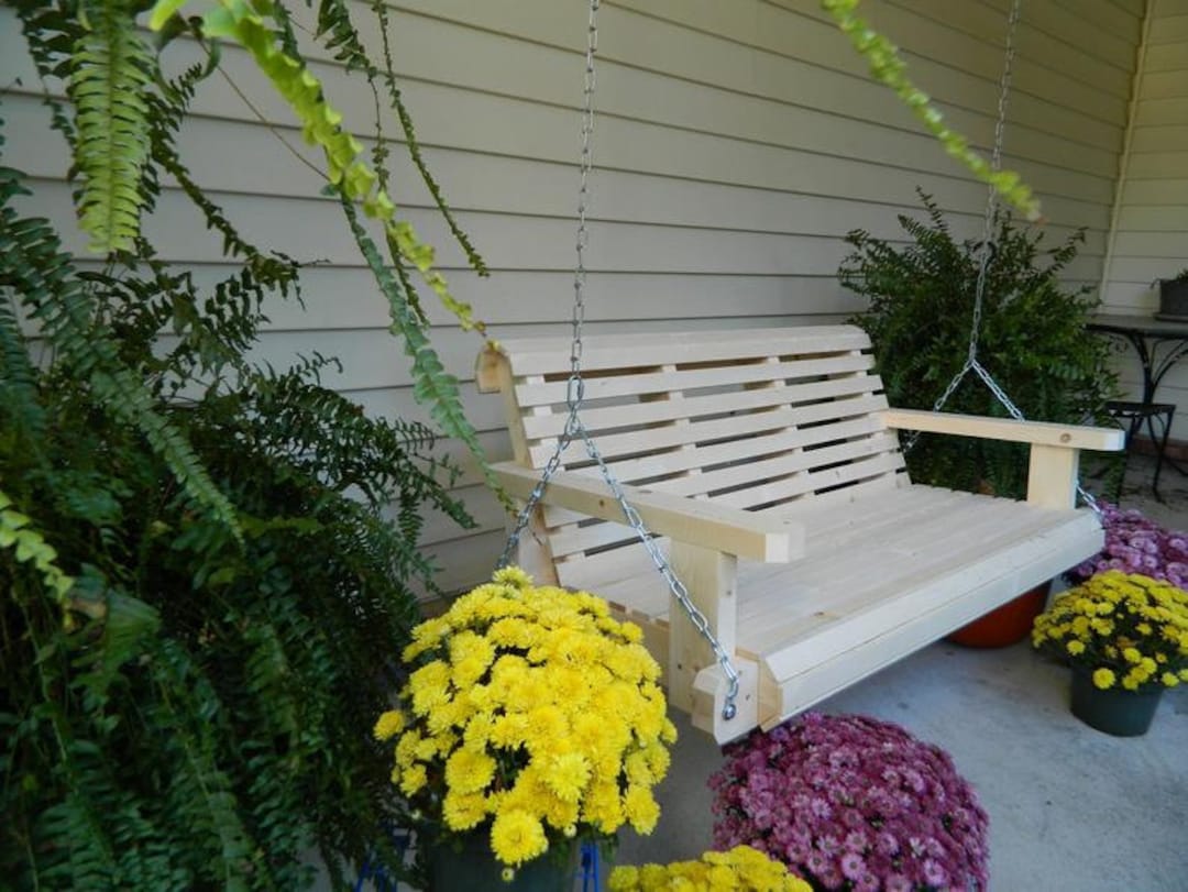 5ft Handmade Pine Porch Swing: Custom Housewarming Gift, Ready to Paint ...
