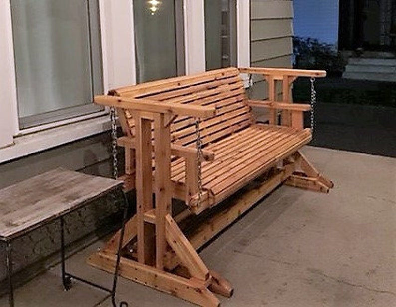 5ft Cedar Wood Glider Swing Cedar Porch Swing With Stand With - Etsy 5ft Cedar Wood Glider Swing Cedar Porch Swing With Stand With - Etsy