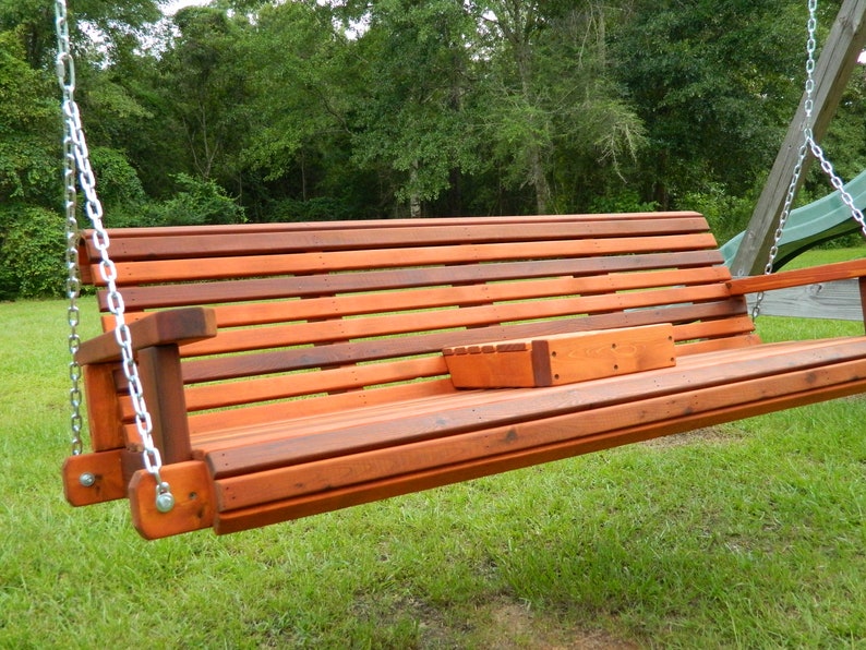 6ft Cedar Porch Swing Custom Outdoor Wood Furniture Oversize | Etsy