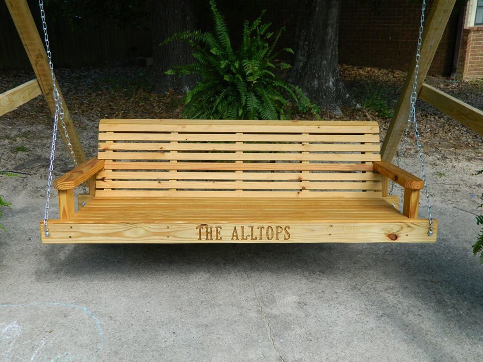 Handmade Pine Porch Swing, Personalized Engraved Patio Swing - Etsy