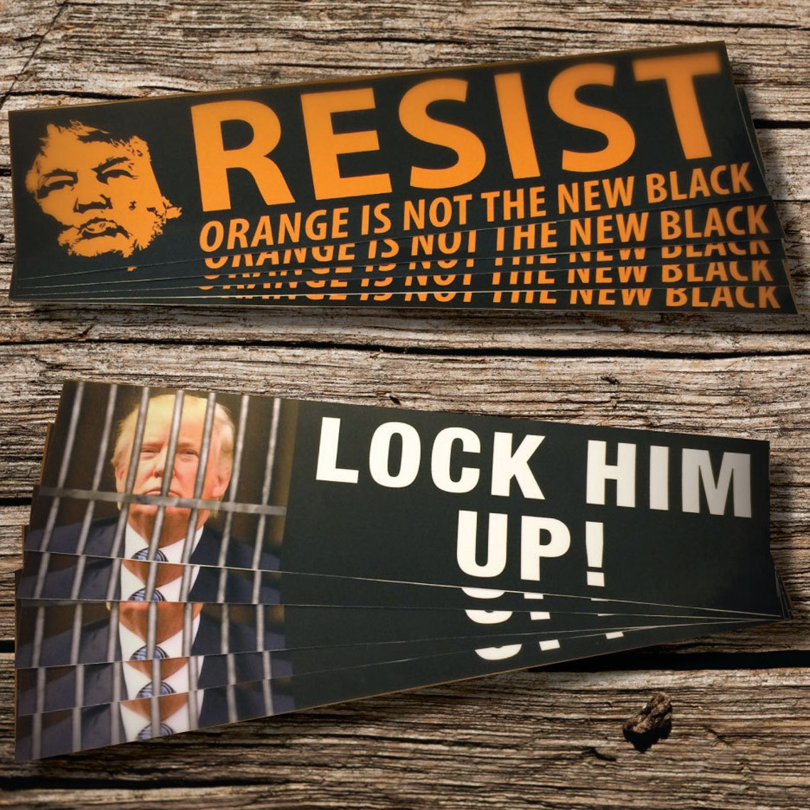 Resist! Lock Him Up! Anti Trump Bumper Stickers 3"x12" Orange is Not ...
