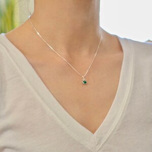 Mini Gemstone Drop Necklace, Simple Bezeled Gemstone Drop Necklace in ...