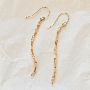 Mini Elongated Box Chain Earrings in 14k Gold Fill or Sterling | Etsy