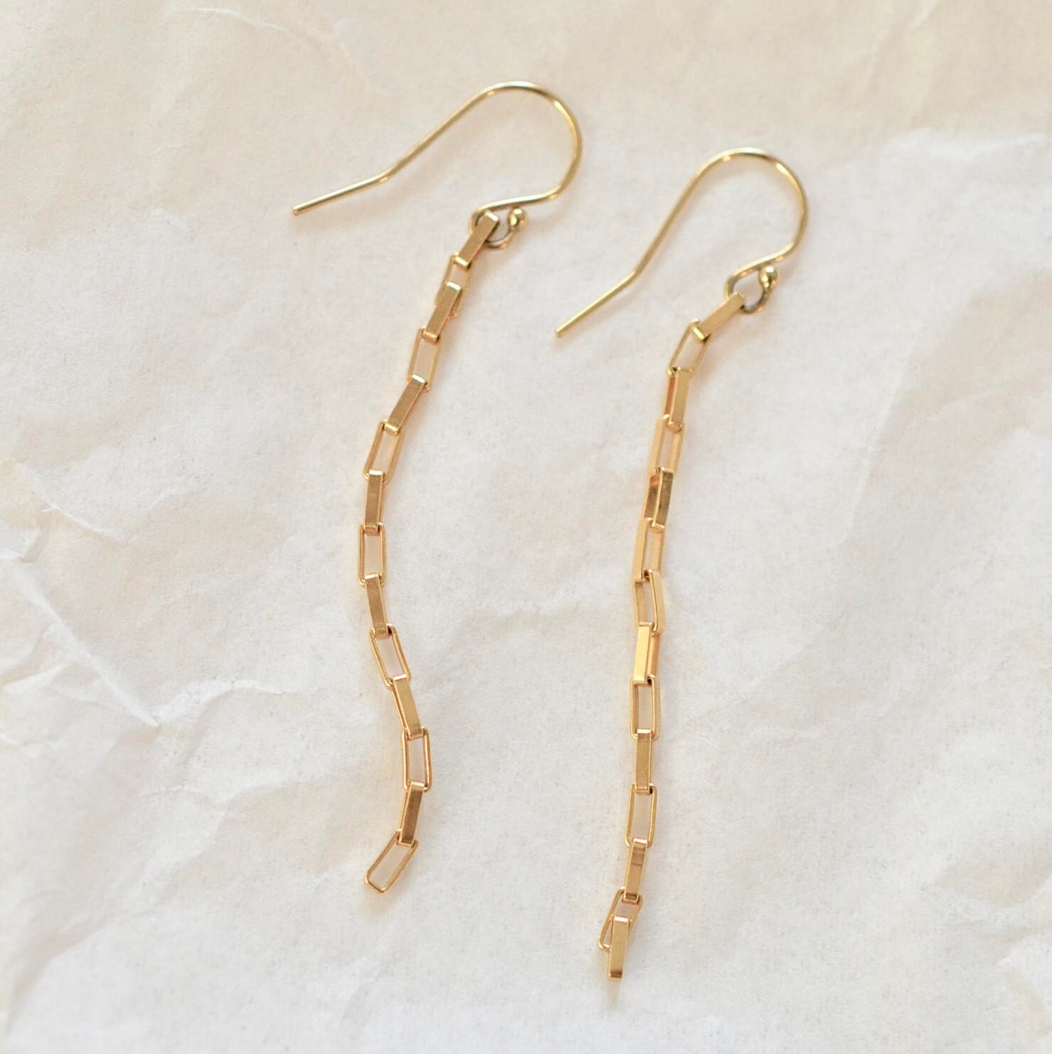 Mini Elongated Box Chain Earrings in 14k Gold Fill or Sterling | Etsy