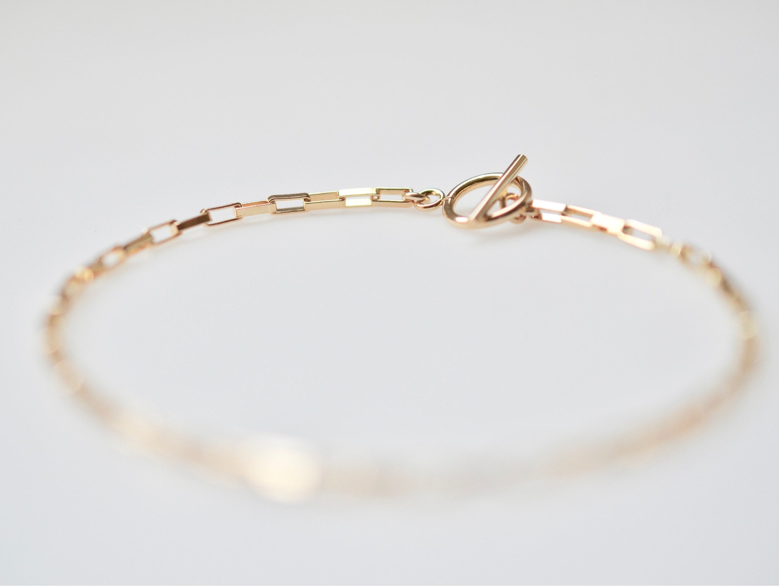 Elongated Modern Box Chain Bracelet Dainty Chain Bracelet | Etsy