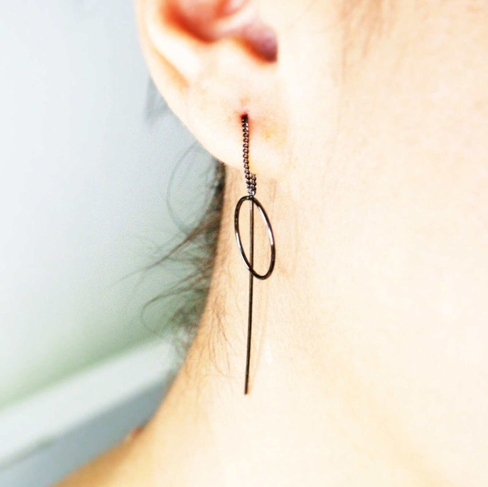 Hoop Circle Threader Earrings Small Hoop Threader Circle | Etsy