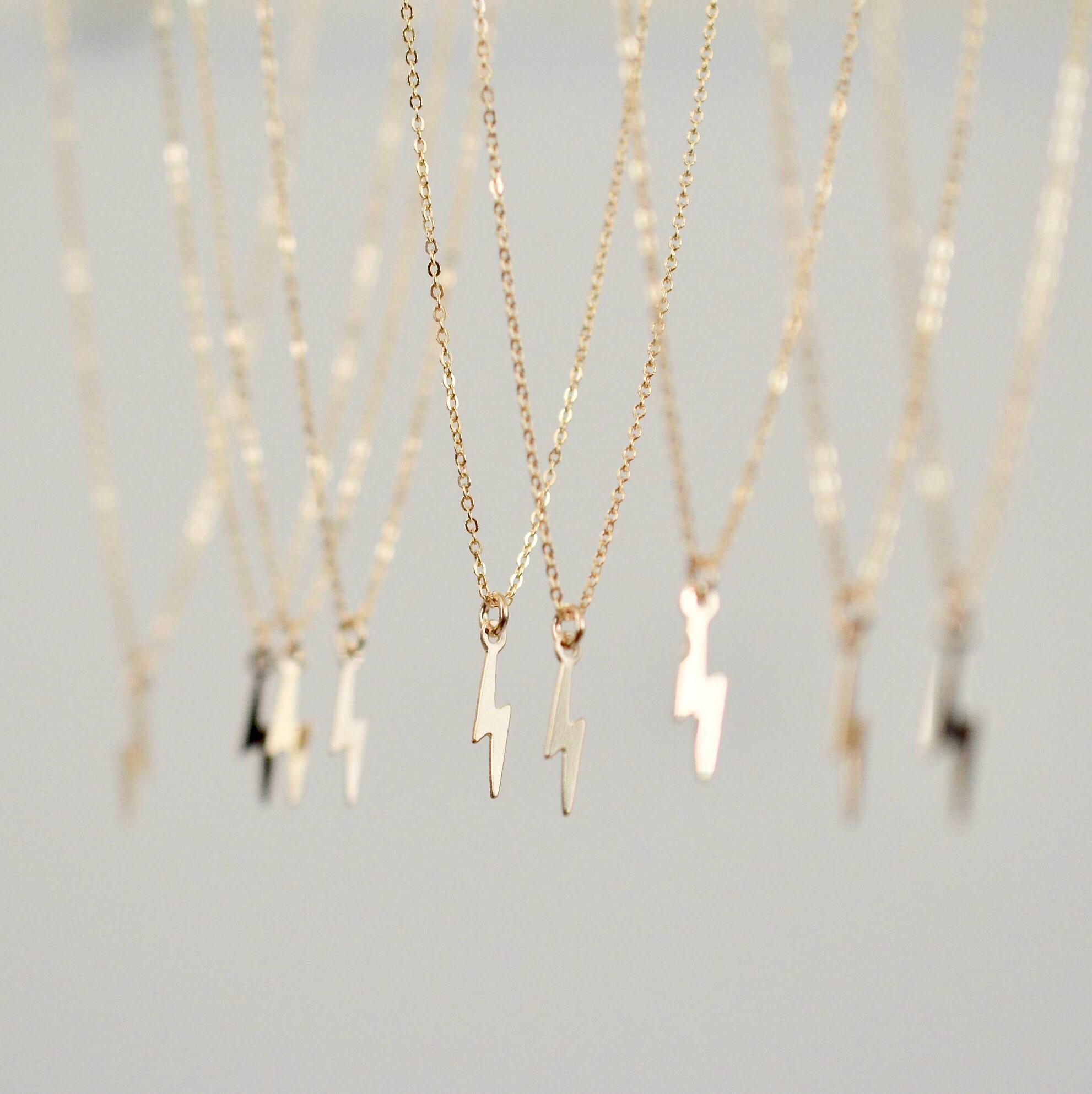 Bolt Charm Necklace Lightening Bolt Necklace Thunder Bolt | Etsy