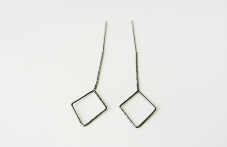 Rhombus Threader Earrings Geometric Shape Drop Earrings - Etsy