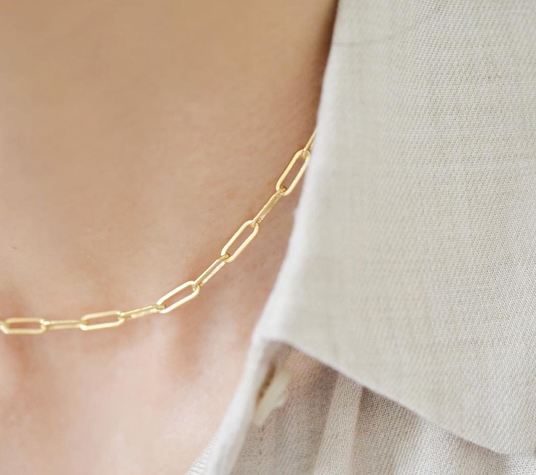 Rectangle Link Chain Choker Retro Link Chain Choker Necklace - Etsy
