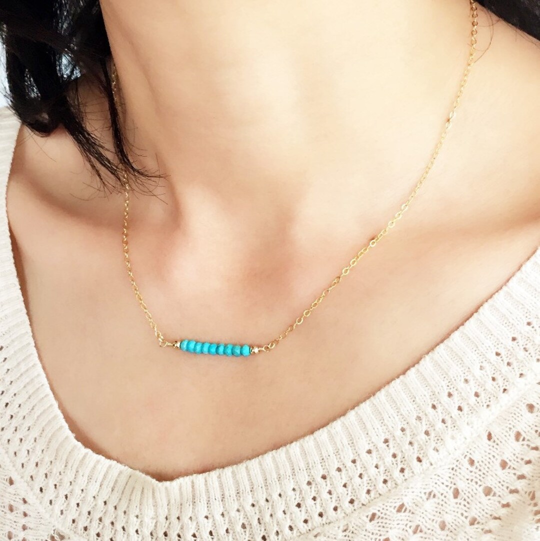 Beaded Bar Necklaces/ Gemstone Bar Necklaces/ Layering Gemstone Bead ...