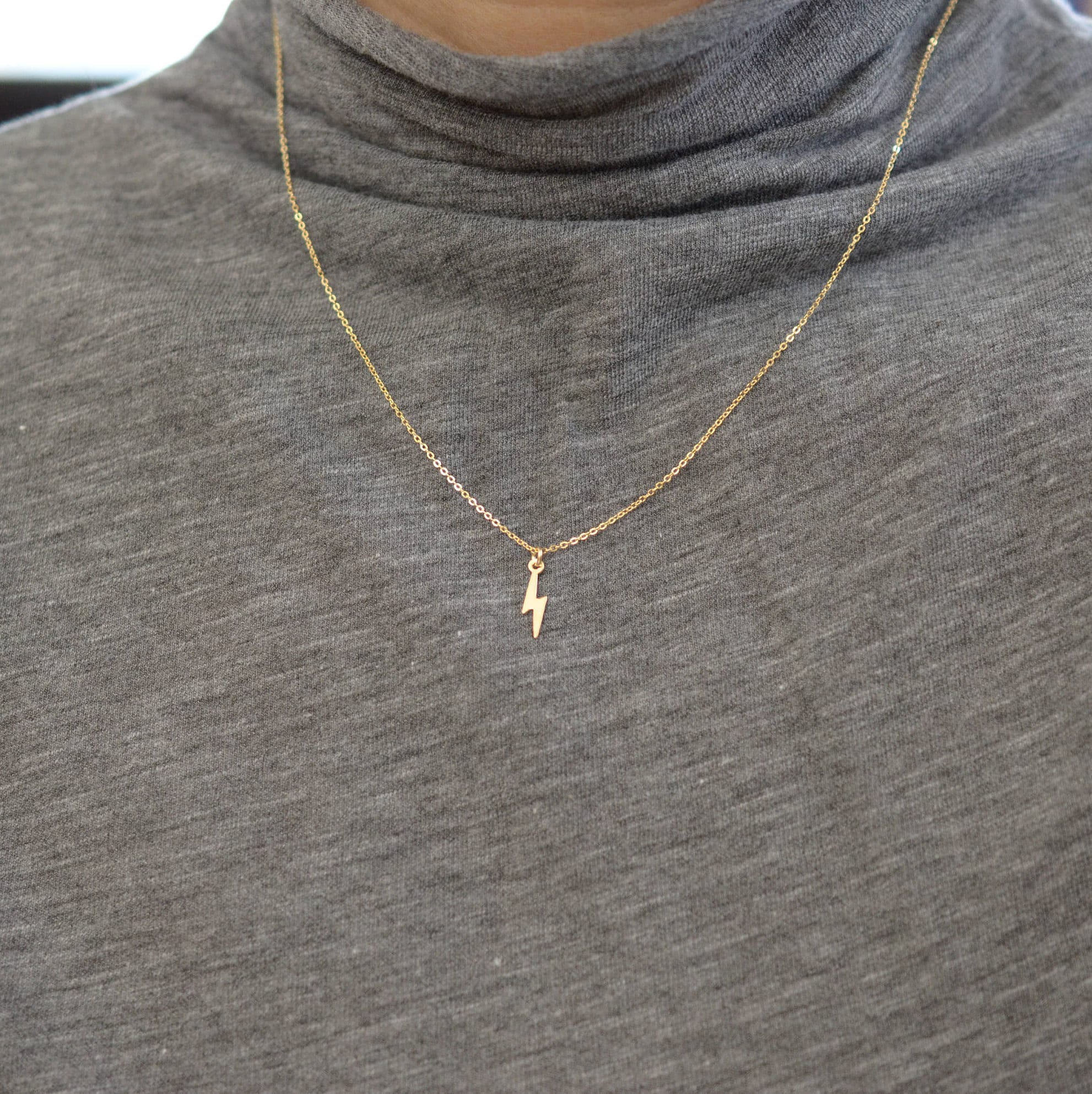 Bolt Charm Necklace Lightening Bolt Necklace Thunder Bolt | Etsy