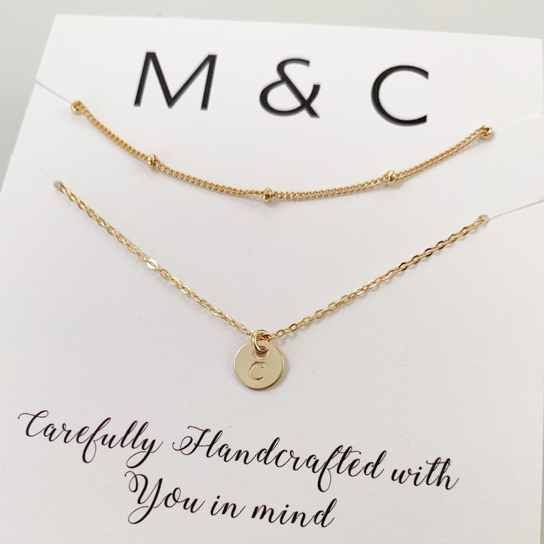 Double Layered Initial Necklace 14K Gold Fill or Sterling - Etsy