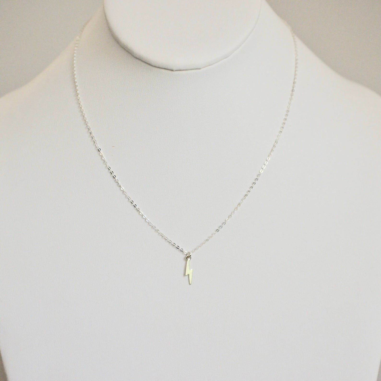 Bolt Charm Necklace Lightening Bolt Necklace Thunder Bolt | Etsy