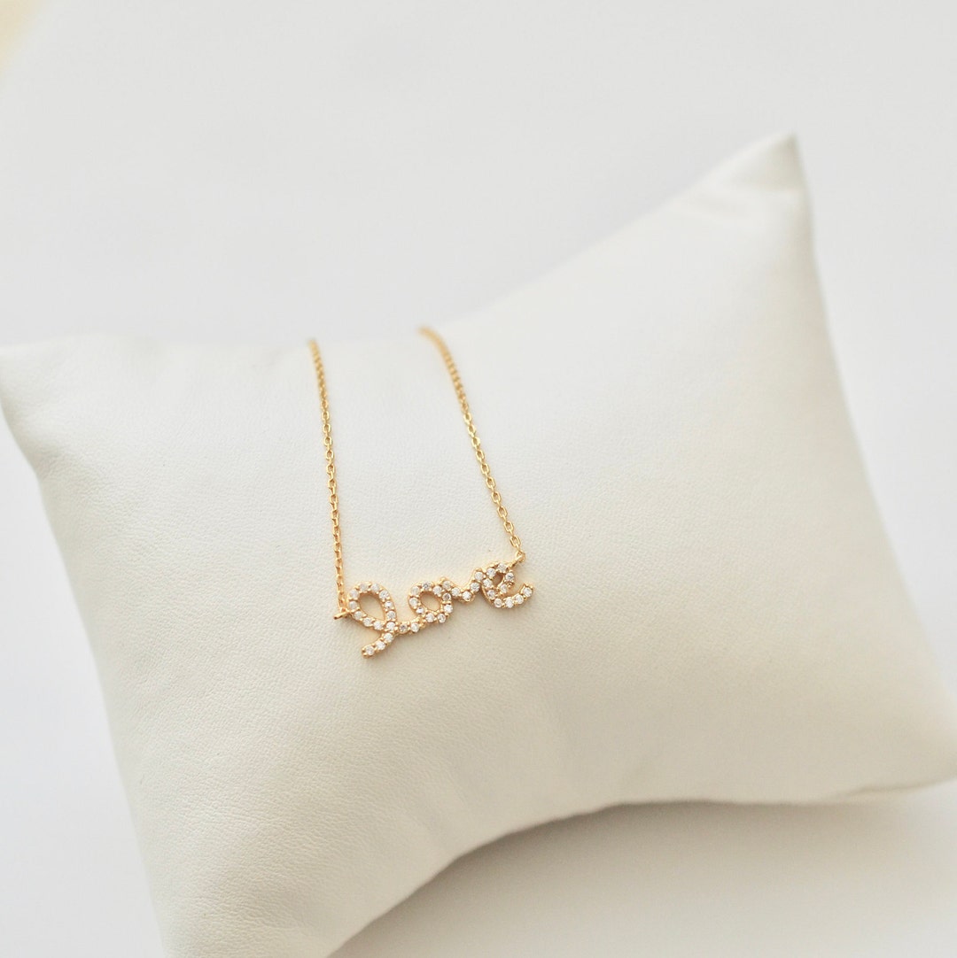 Love Necklace Gold Filled Sterling Silver Love Necklace - Etsy
