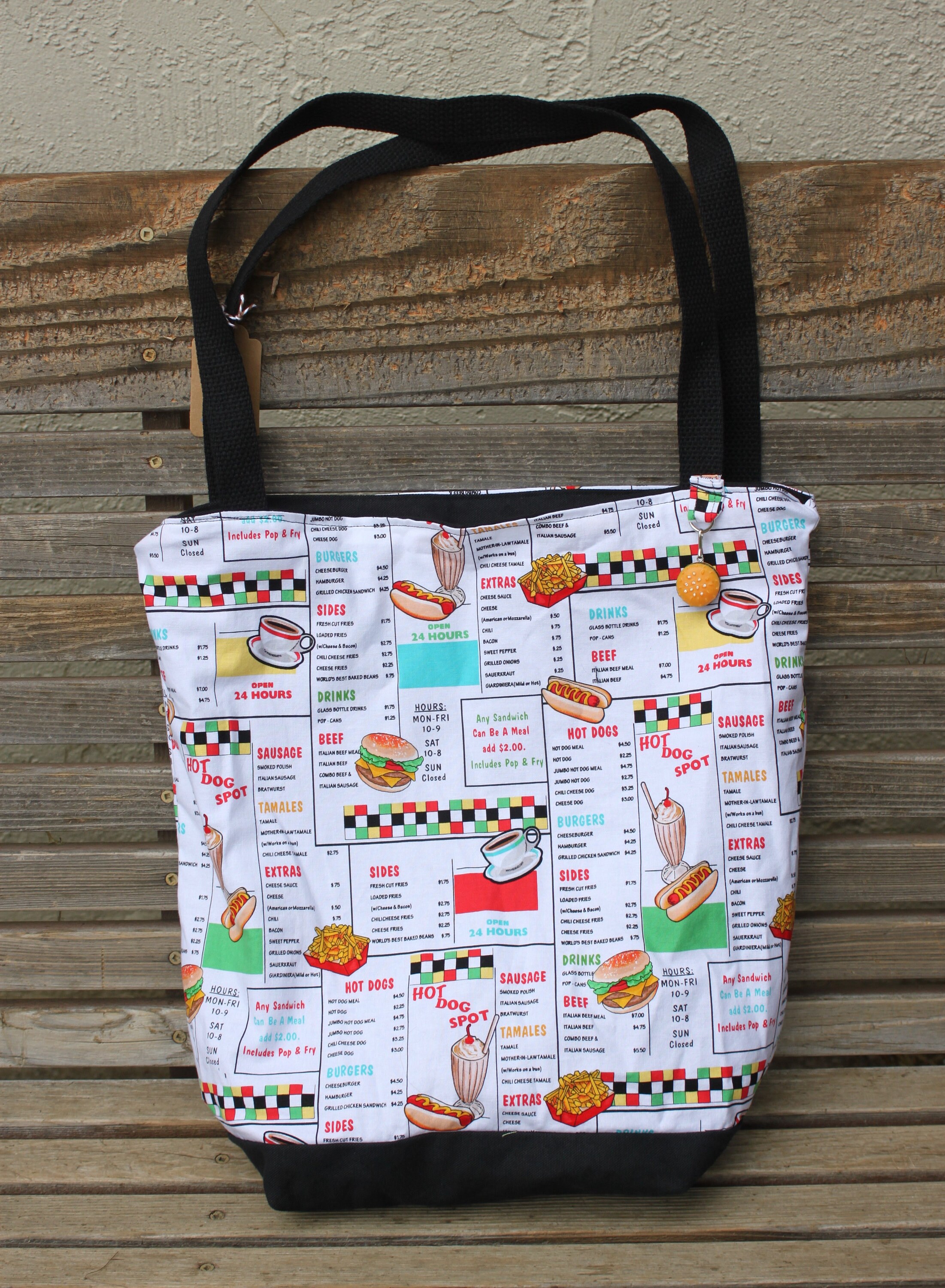 Diner menu food tote bag, Reusable shopping bag, Great for groceries ...