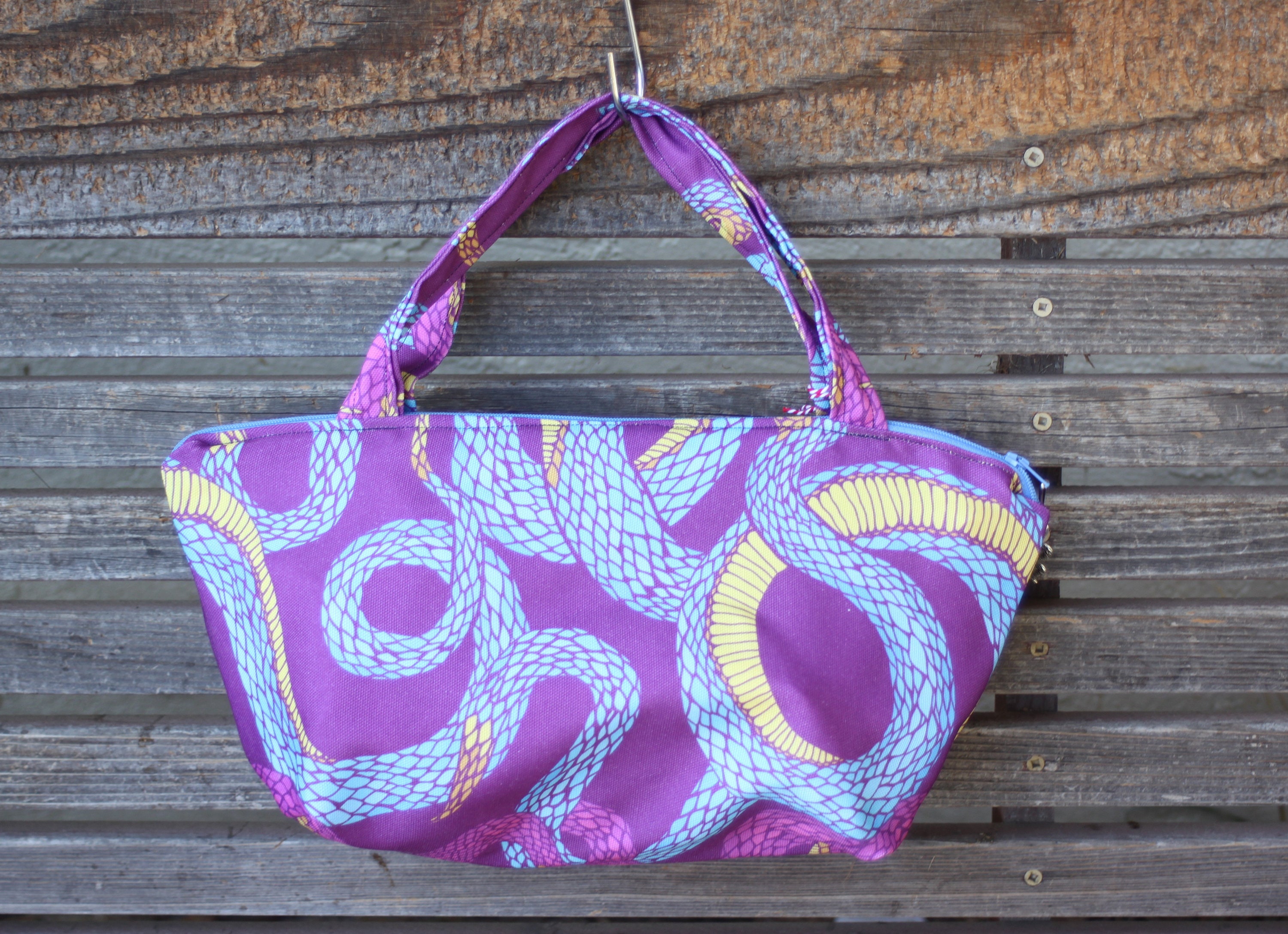 Snake Reptile fabric, vinyl lined bag, perfect for snack or lunch ...