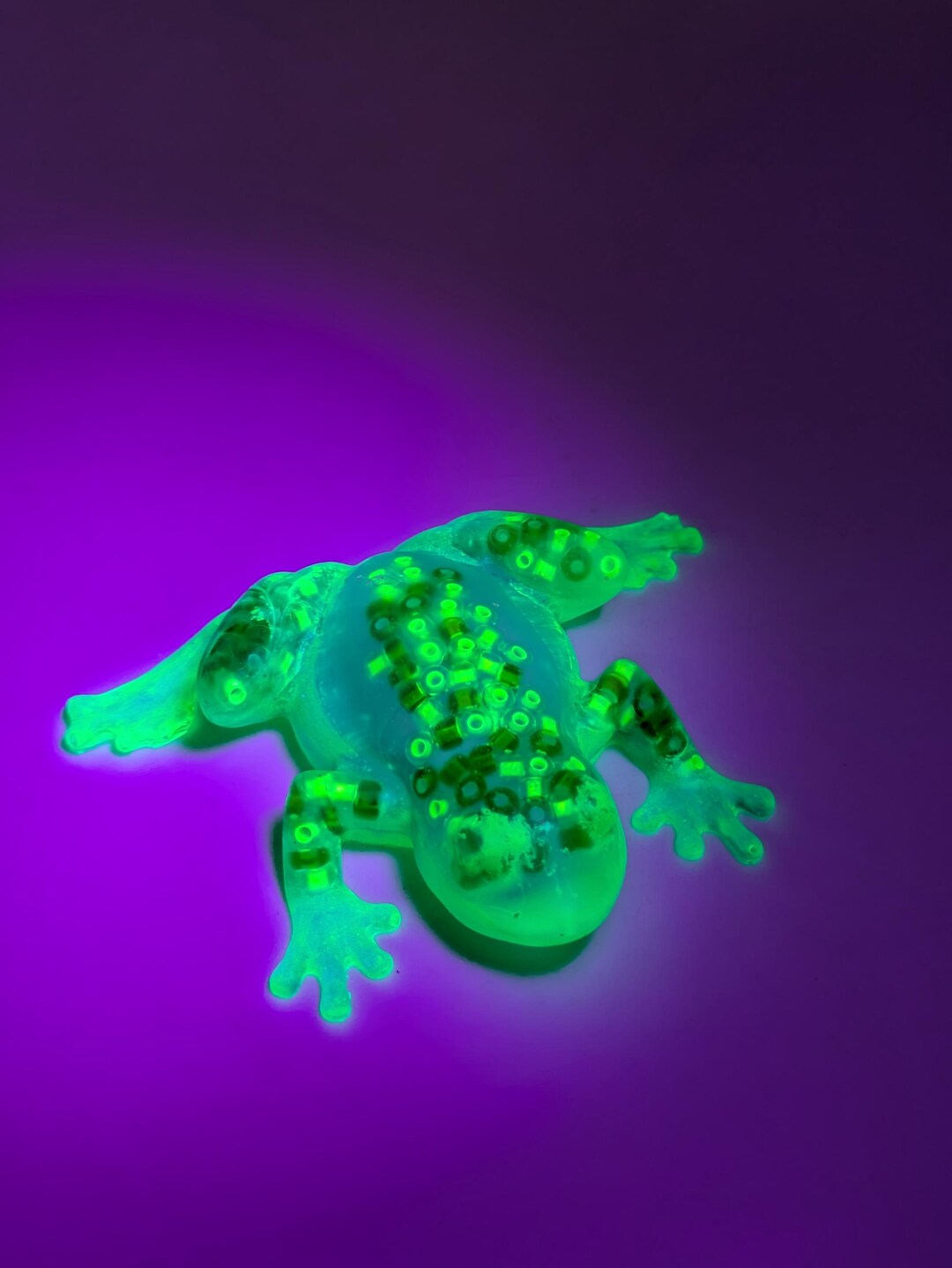 Glow-in-the-dark Mini Green Frog Figurine | Uv-reactive Resin Buddy for ...