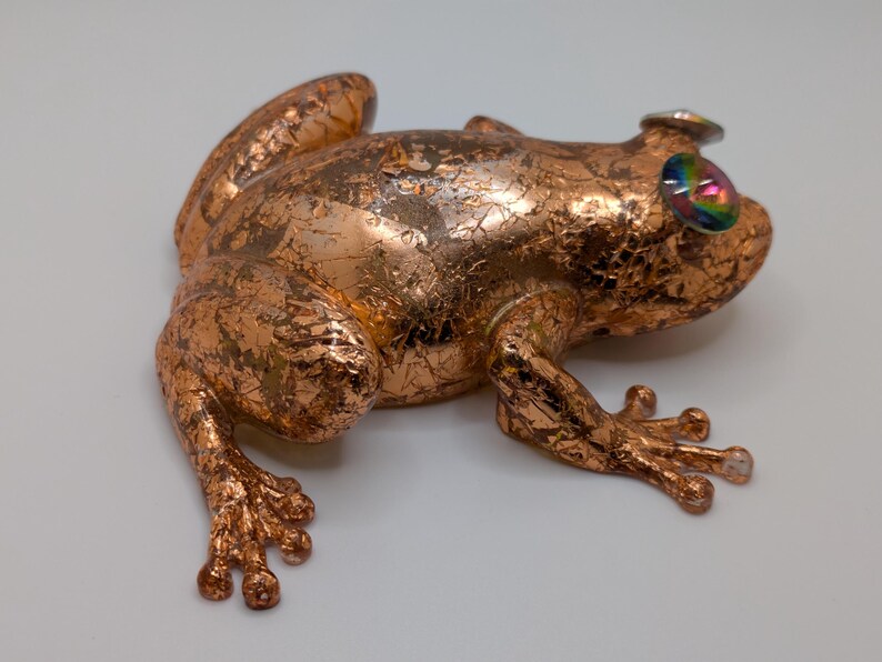 Copper Leaf Resin Frog • Holographic Crystal Eyes • Good-luck Desk ...