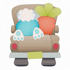 Easter Truck Sketch Design Easter Quick Stitch Bunny Embroidery Easter ...