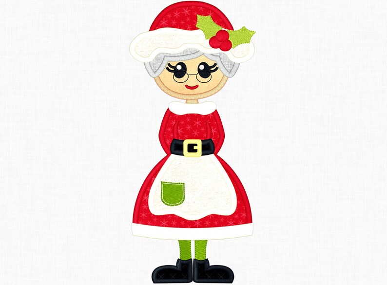 Mrs. Claus Applique Embroidery Design Christmas Design Mrs. - Etsy