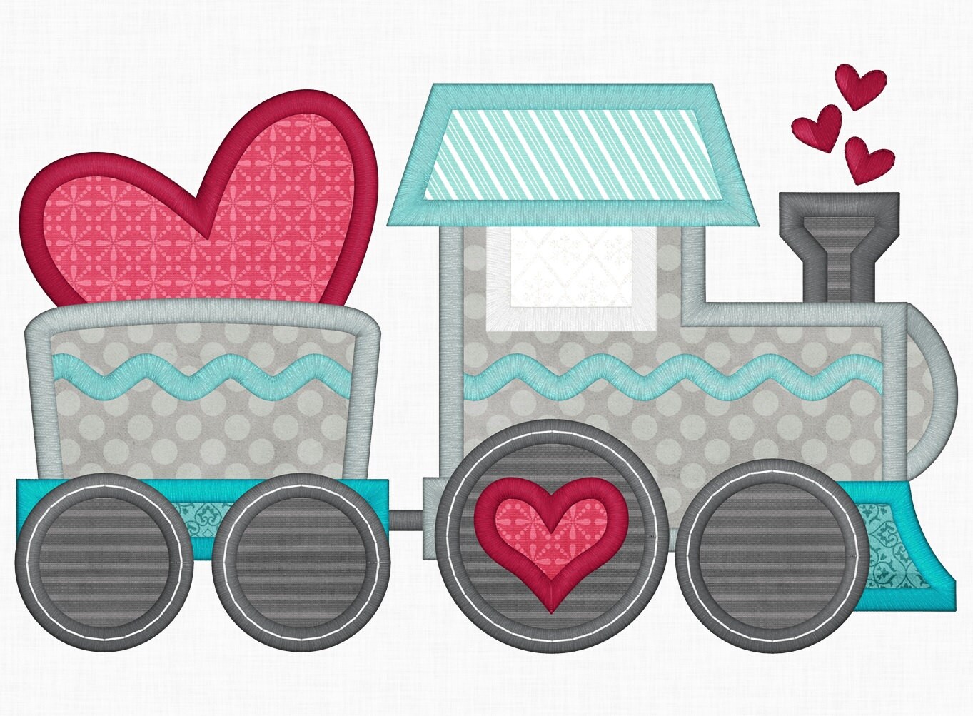 Valentine Train Applique Design Heart Applique Heart Design - Etsy