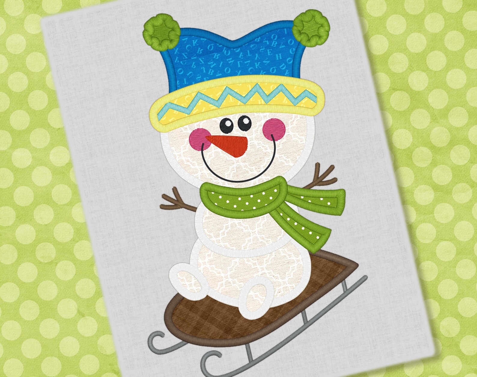 Sledding Snowman Applique Design Snowman Design Christmas - Etsy