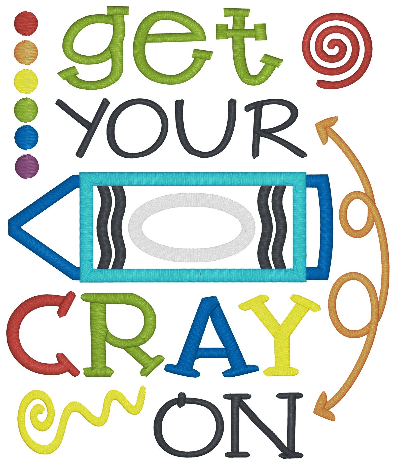 Get Your Crayon Embroidery Saying Applique Design Crayon - Etsy