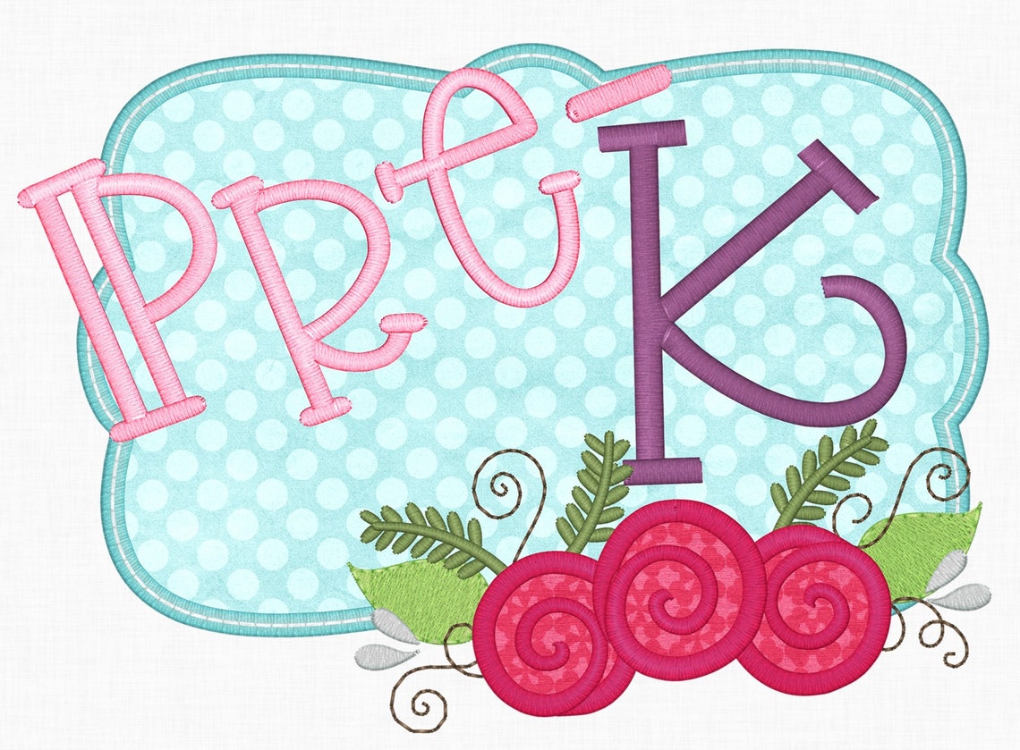 Pre-k Applique Embroidery Design School Design Pre-k | Etsy
