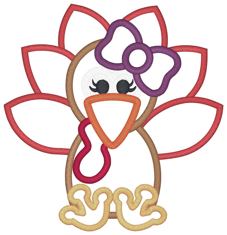 Turkey Applique Embroidery Design Thanksgiving Design Turkey - Etsy