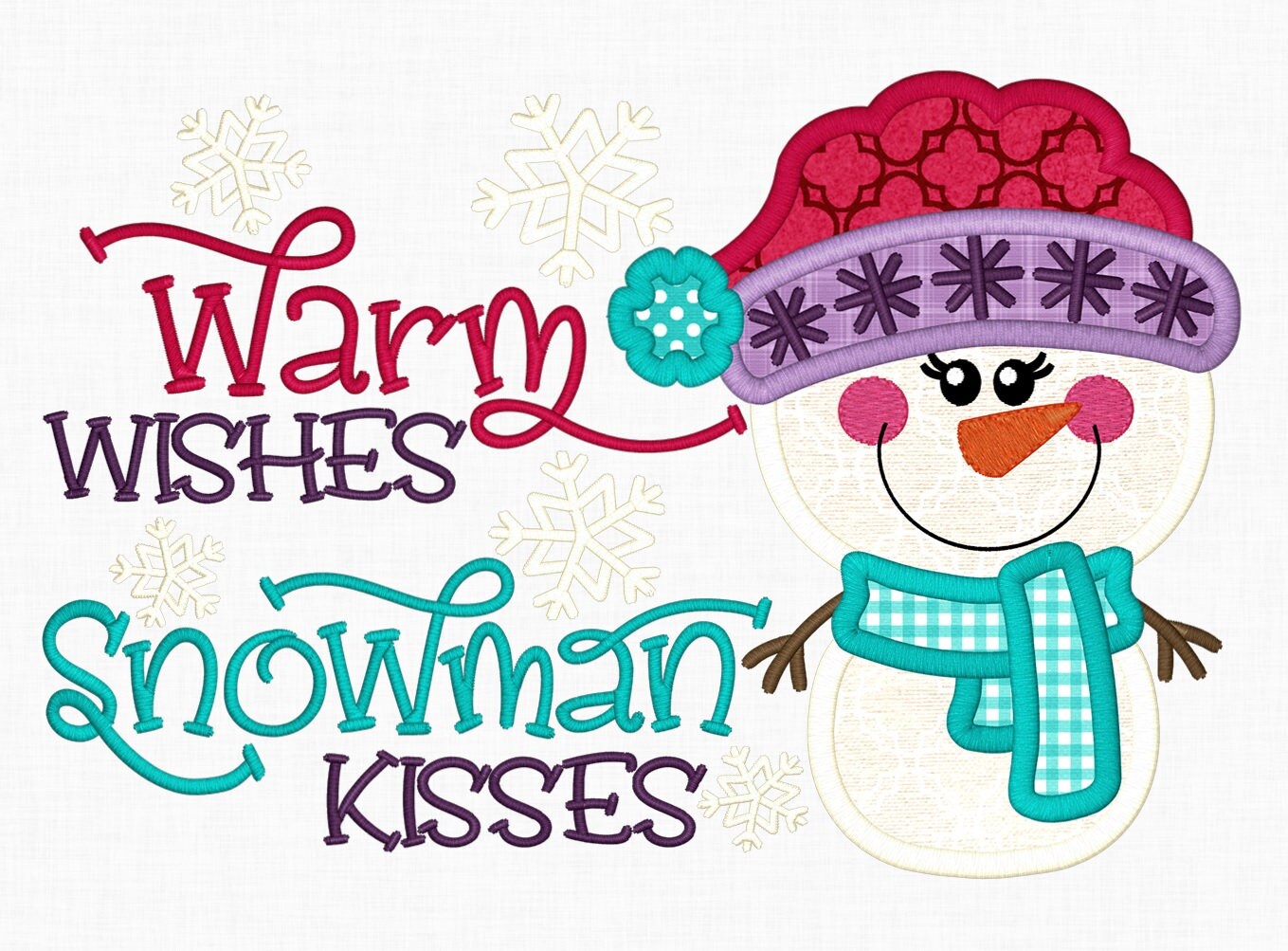 Warm Wishes Snowman Kisses Applique Design Christmas Design - Etsy