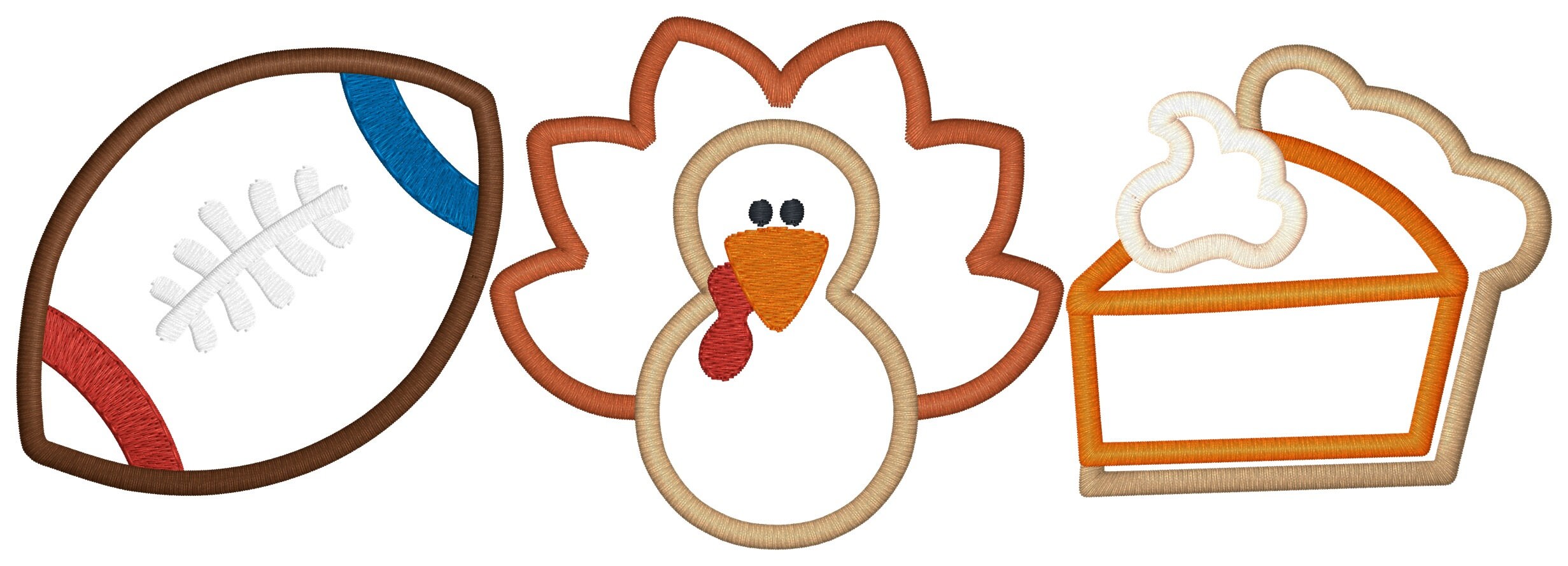 Football Turkey Pie Applique Design Thanksgiving Design | Etsy