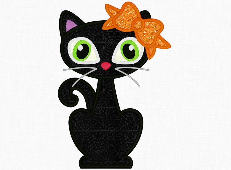 Halloween Black Cat Embroidery Design Halloween Design Black - Etsy