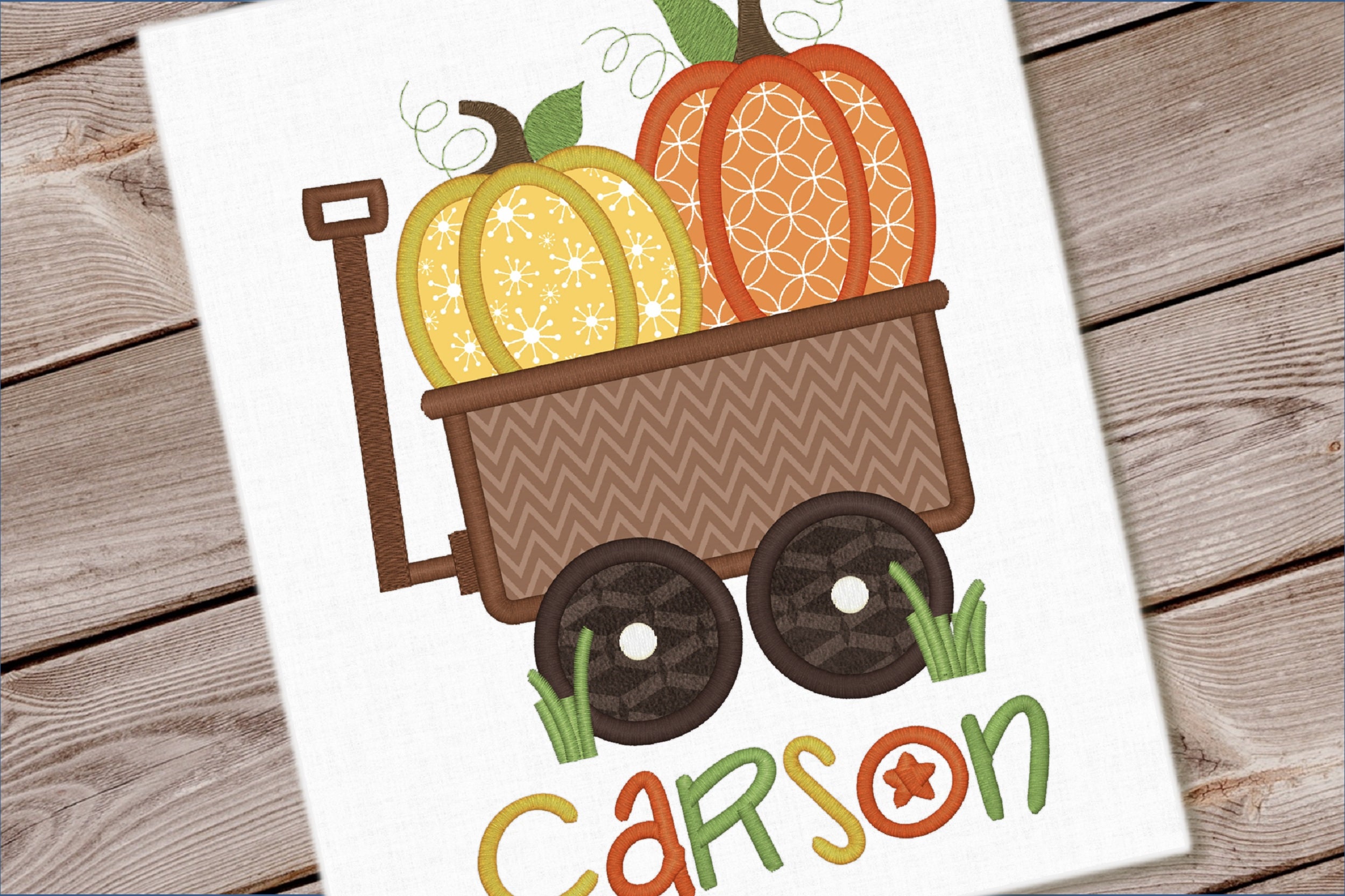 Thanksgiving Pumpkin Wagon Applique Fall Design Pumpkin | Etsy
