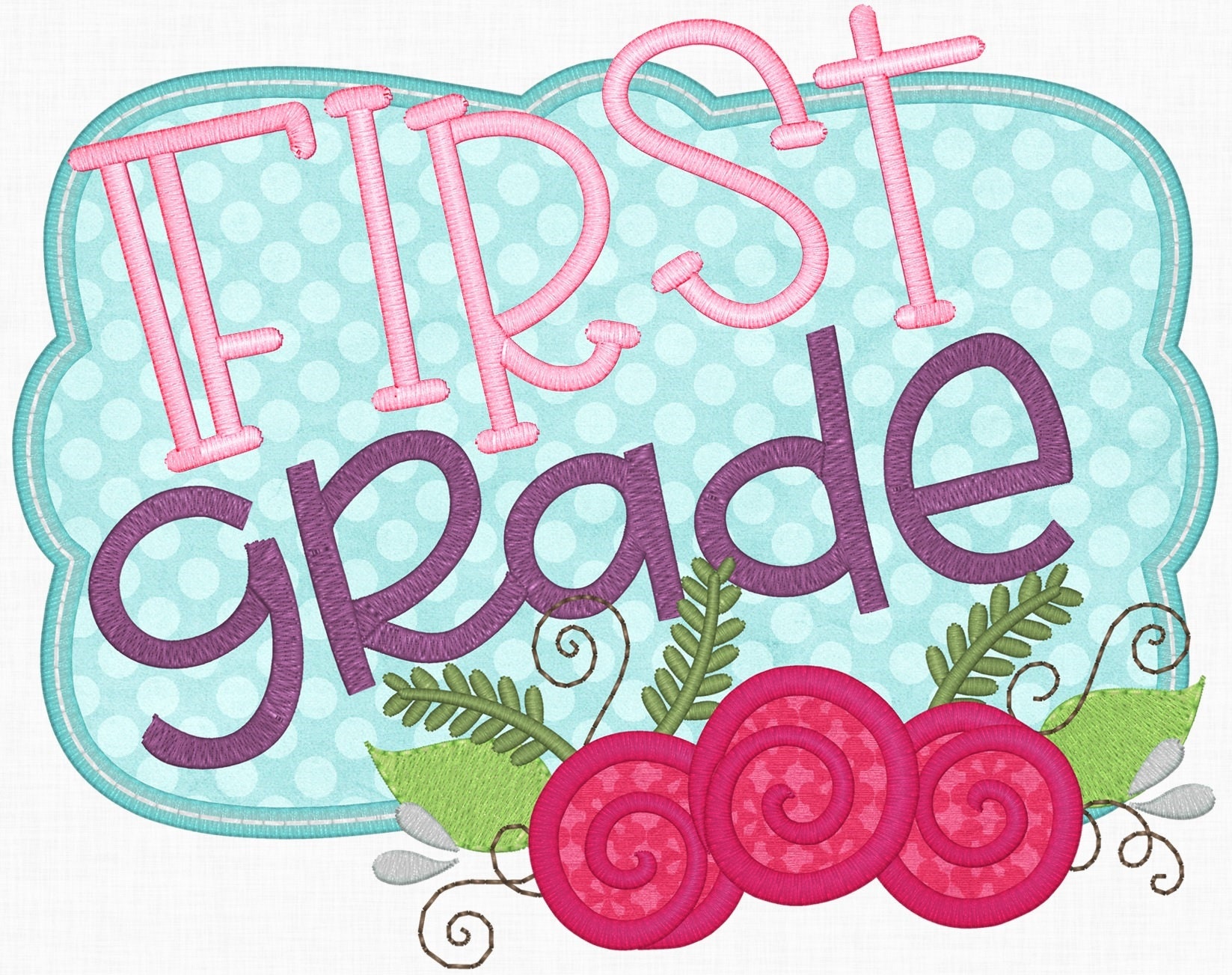 First Grade Applique Embroidery School Design First Grade - Etsy