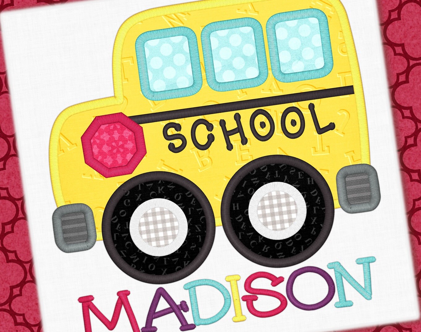 School Bus Applique Embroidery Design Kids Applique School | Etsy