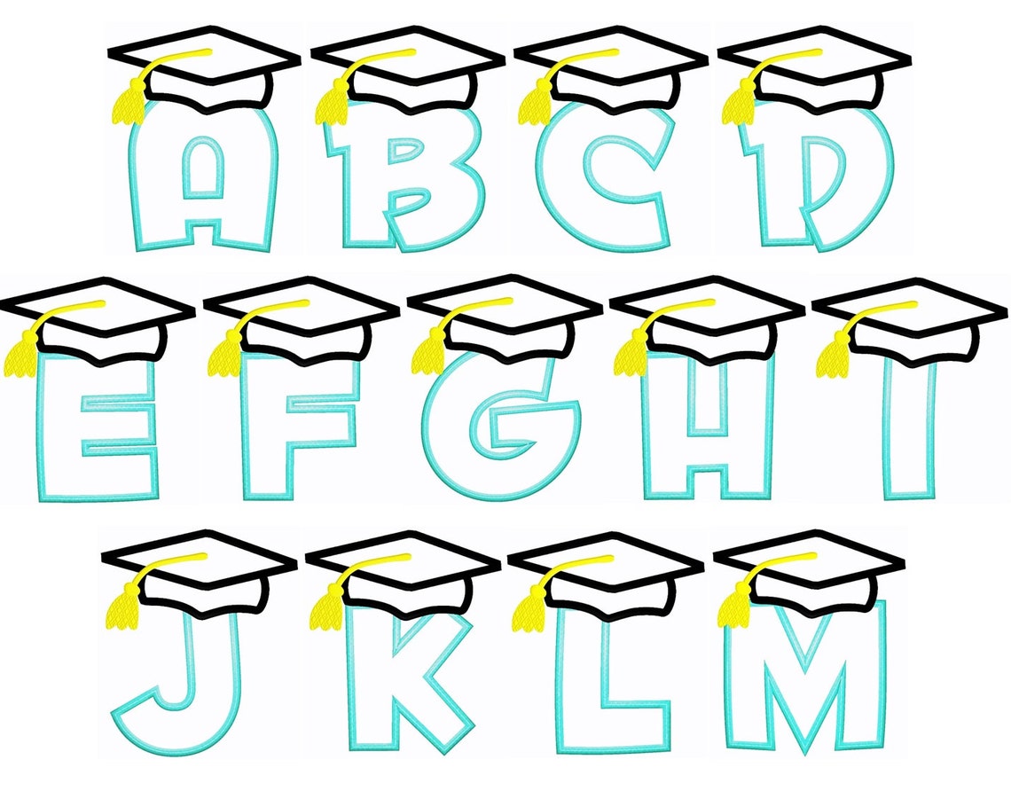 A-Z Graduation Alphabet Machine Applique Design 1085 - Etsy