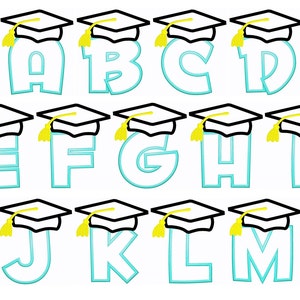 A-Z Graduation Alphabet Machine Applique Design 1085 - Etsy