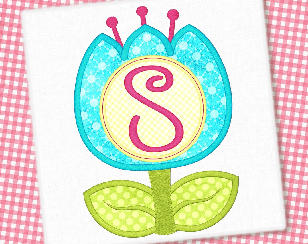 Tulip Monogram Applique Embroidery Design Tulip Design Flower ...