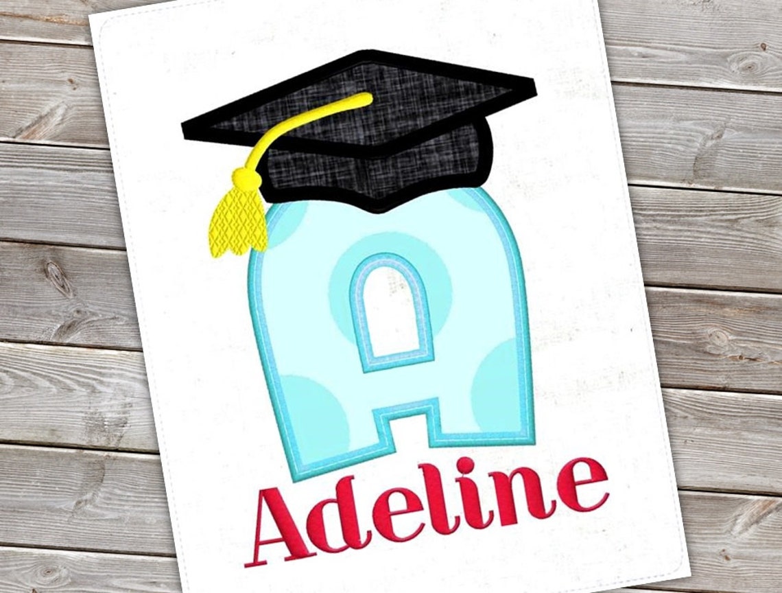 A-Z Graduation Alphabet Machine Applique Design 1085 - Etsy