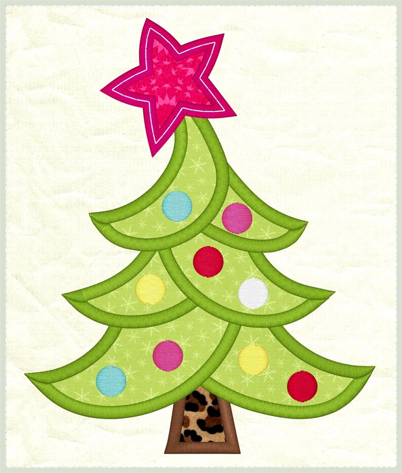 Christmas Tree Applique Embroidery Design Ornament Design | Etsy