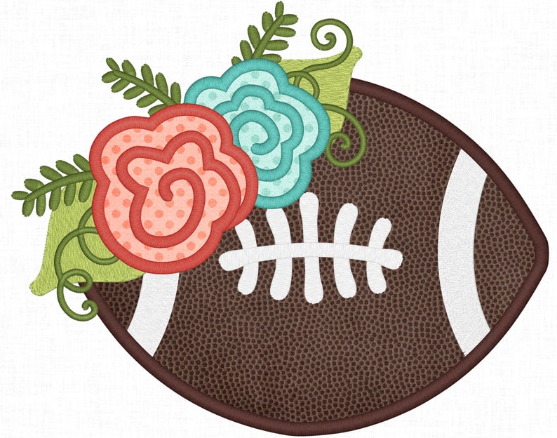 Football Mom Applique Embroidery Design Football Design Flower - Etsy