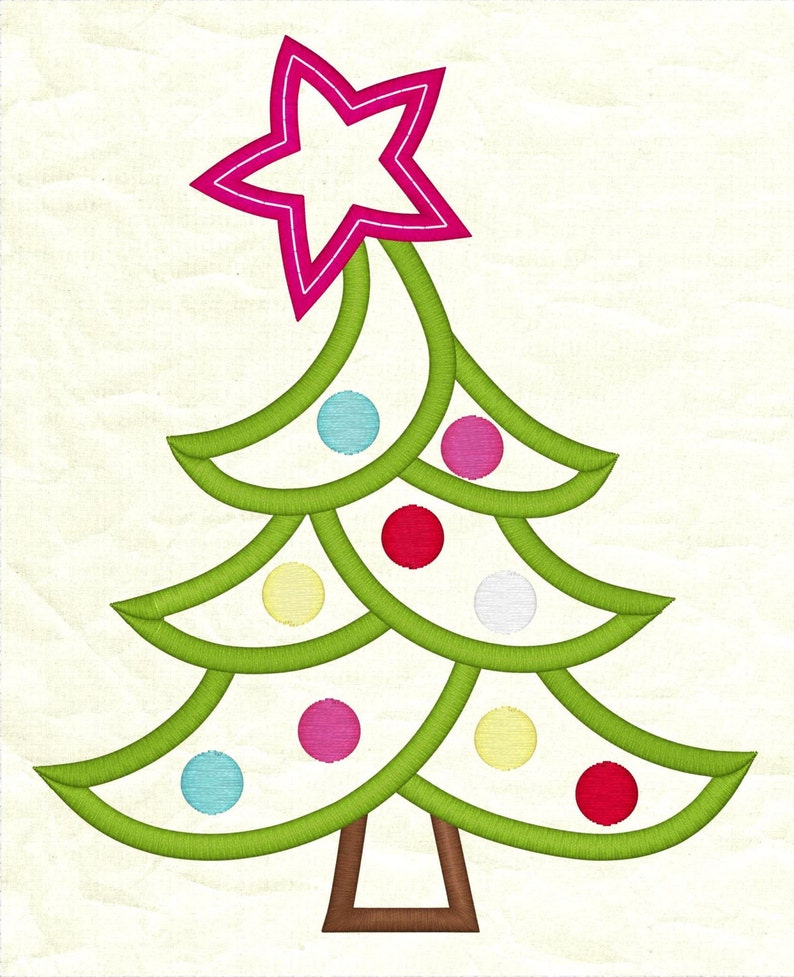 Christmas Tree Applique Embroidery Design Ornament Design | Etsy